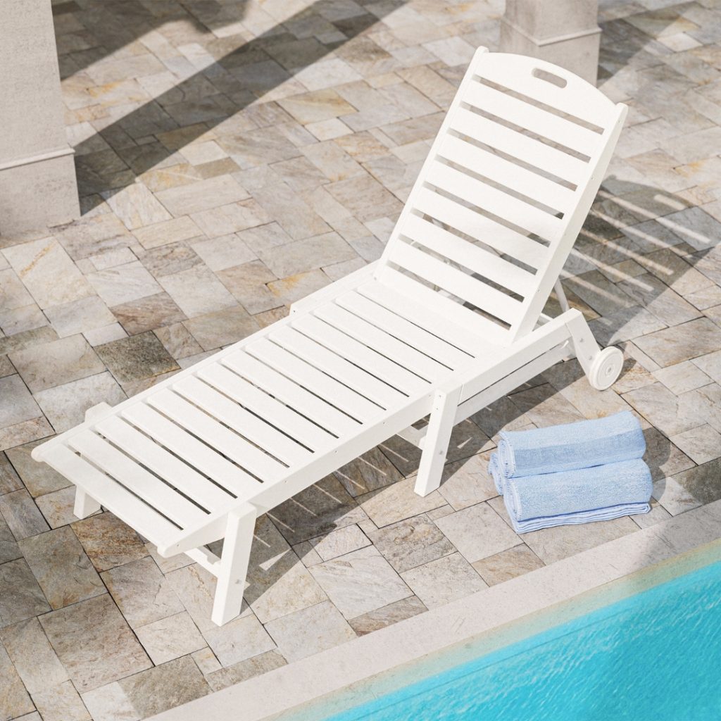Polywood Nautical Chaise Lounge w/ Wheels - Florida Backyard