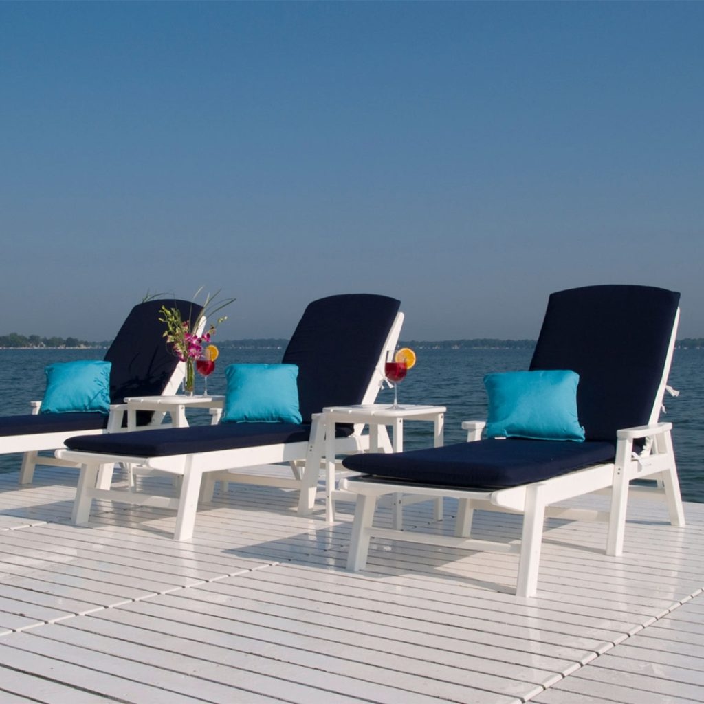 Polywood Nautical Chaise Lounge w/ Arms - Florida Backyard